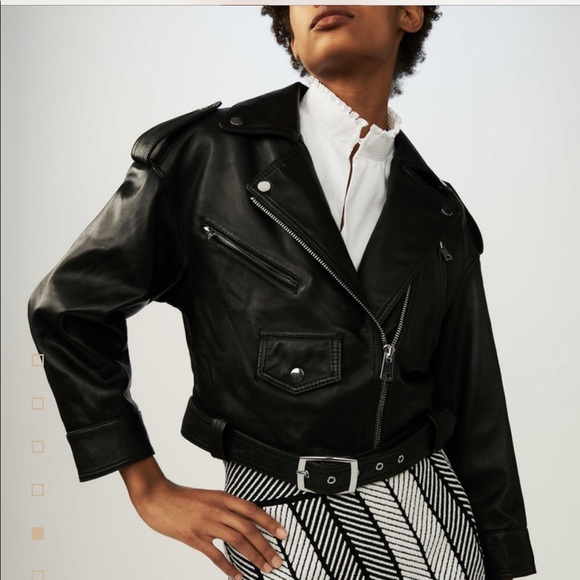 Maje | Jackets & Coats | Maje Cropped Leather Biker Jacket | Poshmark